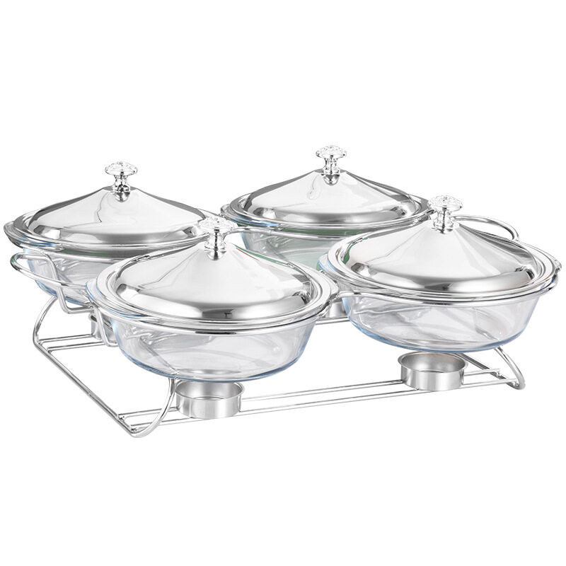 2.0L x 4 Chafing Dish Buffet Set Glass Dishes Buffet Servers with Lid ...