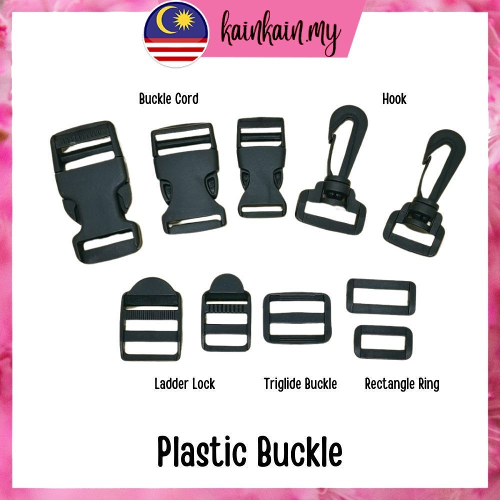 🌸 Buckle Cord Rectangle Ring Cord Hook Ladder Lock Plastic Black For ...