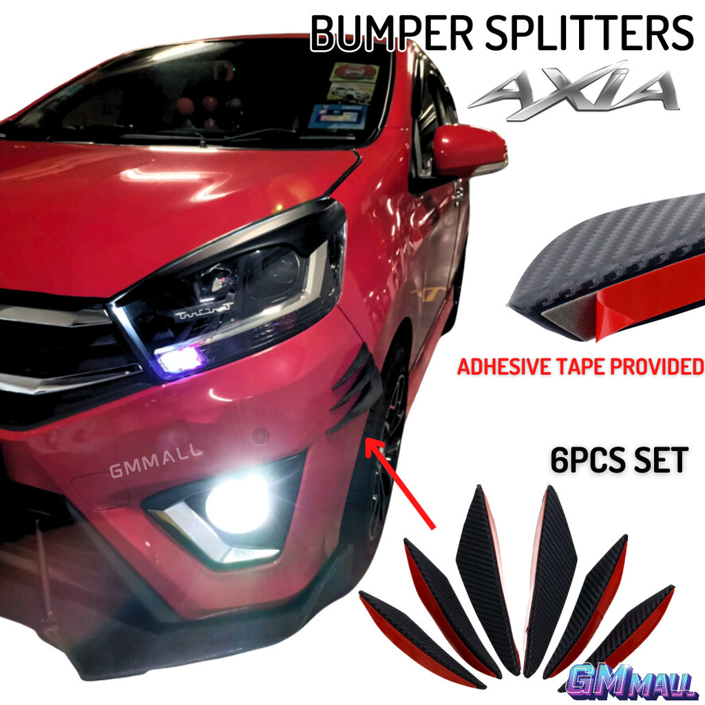 6PCs PERODUA AXIA CAR CANARDS Front Bumper Diffuser Splitter Lip ...