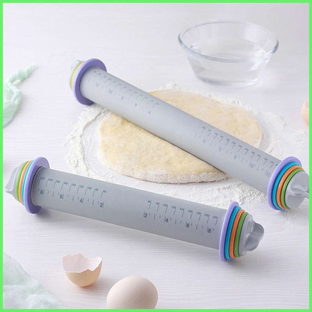 Dough Rolling Stick Adjustable Dumpling Rolling Pin With Thickness Ring ...