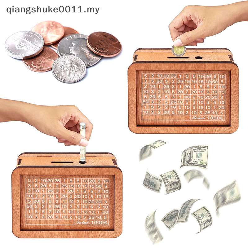 {QM} Decorative Natural Money Box With Counter Piggy Bank Handmade For ...
