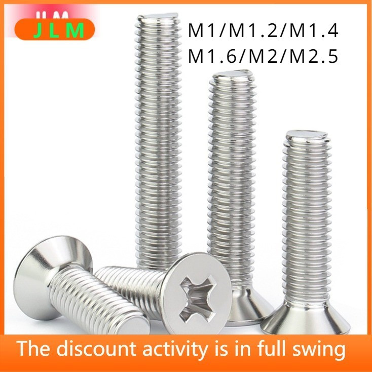 ((JLME) 304 Stainless Steel Flat Head Screw M1/M1.2/M1.4/M1.6/M2/M2.5 ...