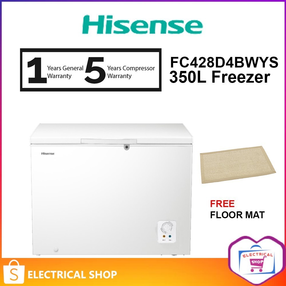 Hisense 350L Chest Freezer 8 In 1 Function FC428D4BWYS (White) Peti ...