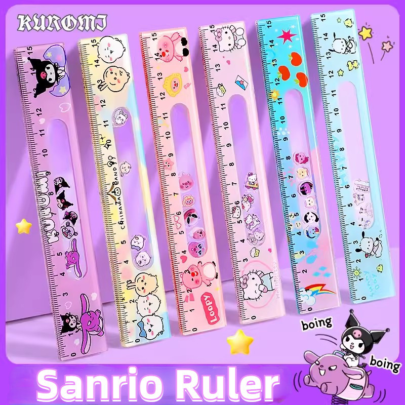 Sanrio Acrylic Ruler Cartoon Cute Kuromi Cinnamoroll Hello Kitty ...