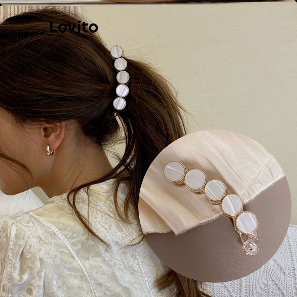 Lovito Casual Plain Round A Ponytail Hair Clip Hair Clips for Women ...