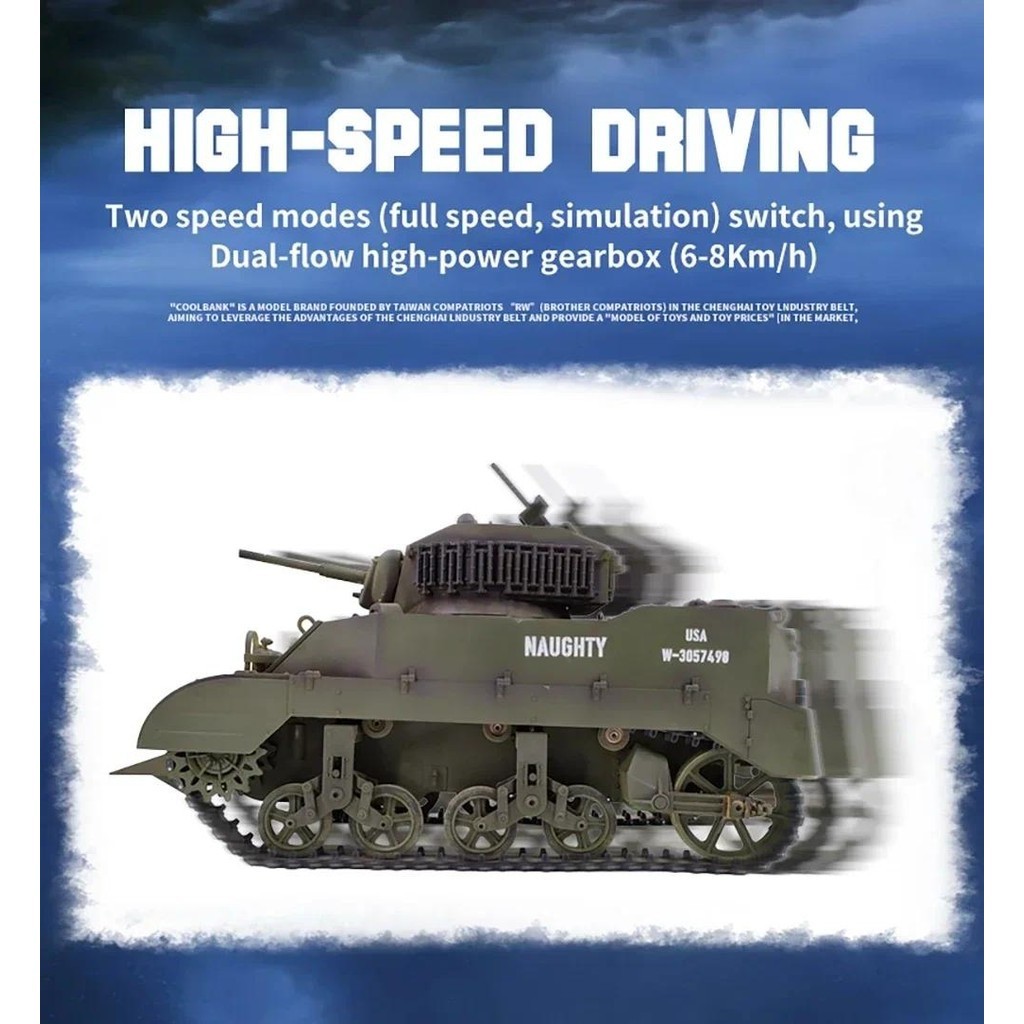 1/16 RC Tank U.S. M5A1 Stuart Light Tank Model 2.4G Military Vehicle Remote Control Crawler ...
