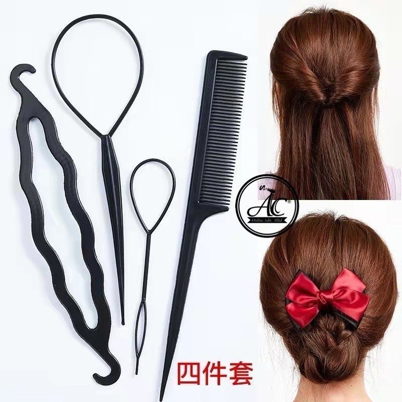 Ponytail Styling Puller Hair Braided Twist Styling Hair Tool Set Donut ...