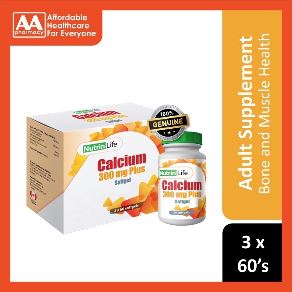 NutrinLife Calcium 300mg Plus Softgel 3x60's | Shopee Malaysia