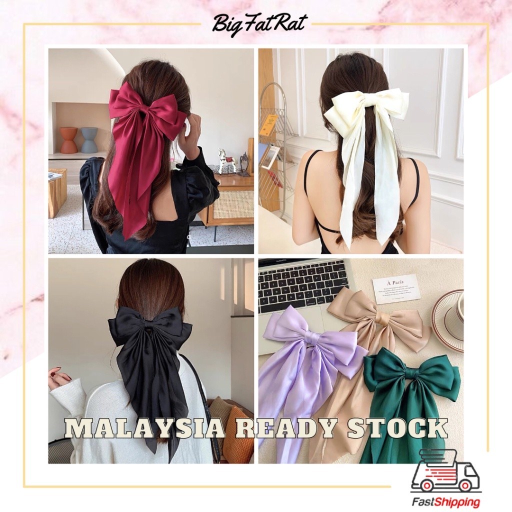 Colourful Big Long Ribbon Hairclip Chiffon Bow Knot 彩色飘逸雪纺长款大蝴蝶结发夹 Klip ...