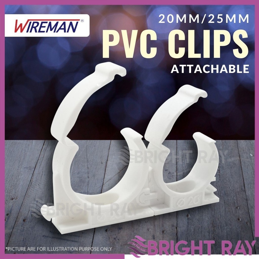 WIREMAN 20MM 25MM PVC LOCK CLIP SADDLE PVC Pipe Clips U-Shaped Conduit ...