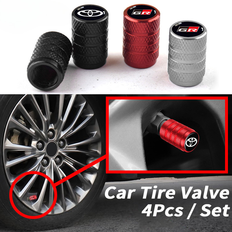 G 4pcs Toyota Car Tire Valve Caps Alloy Car Wheel Tire Valves Tyre Stem ...