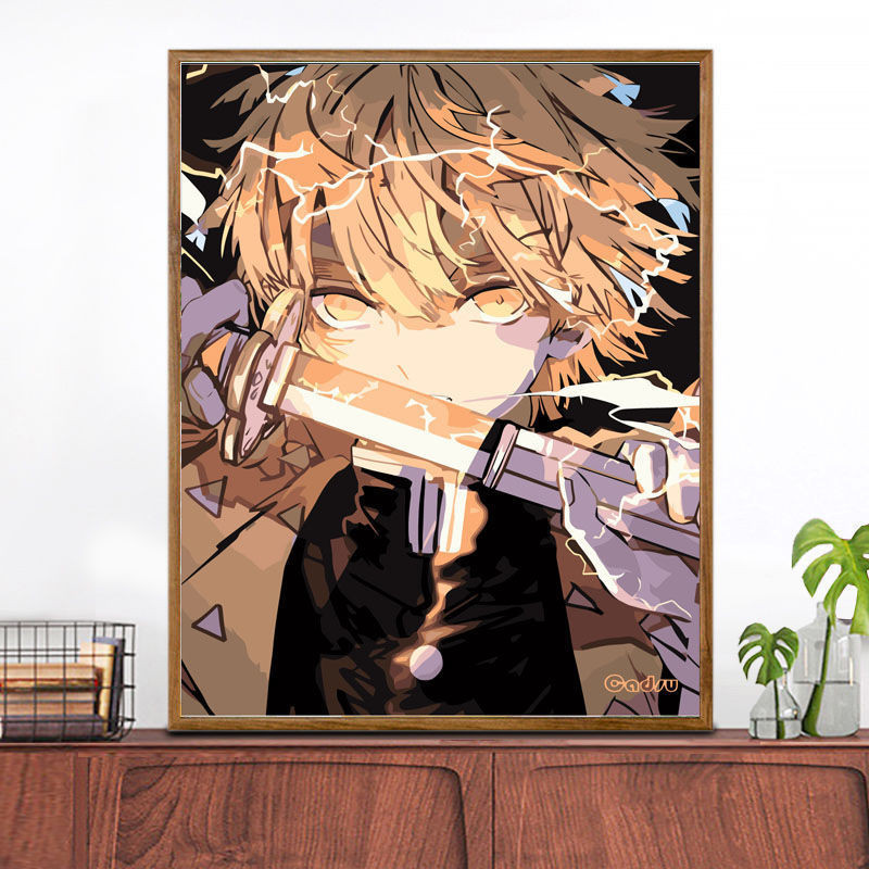 DIY数字油彩画 鬼灭之刃卡通动漫减压手工填色卧室油彩装饰涂色画DIY Digital Oil Painting Ghost Slaying ...