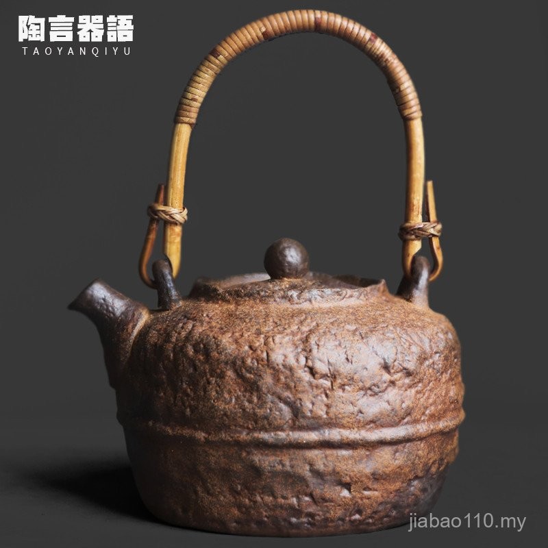 Tembikar Kasar Tekstur Batu Tanah Liat Batu Lama Pemegang Rotan Teko ...