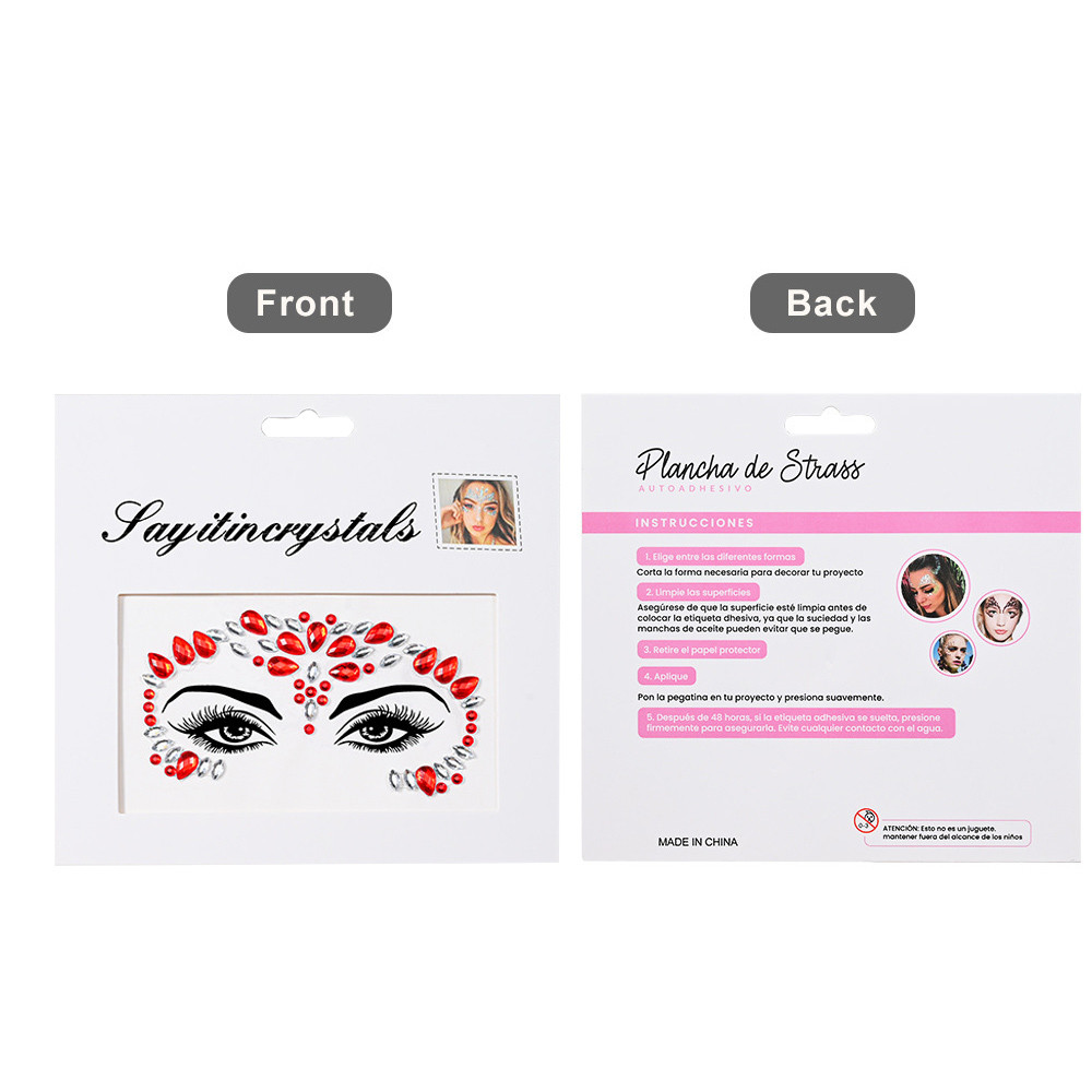 Shiny Rhinestones Eyebrow Gems Sticker Face Jewels Tattoo 3D Diamond ...
