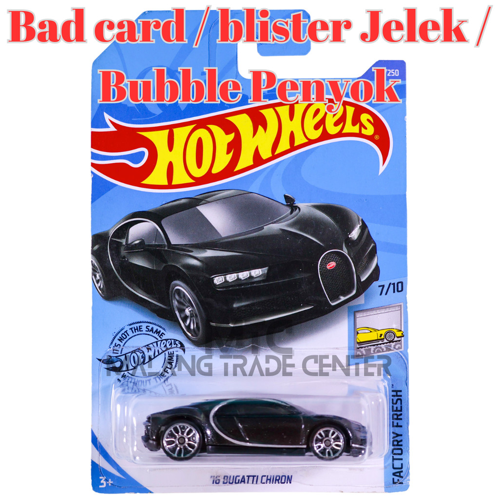 Hot Wheels 16 Bugatti Chiron Black Blister Ugly / Bad Card / Consider ...