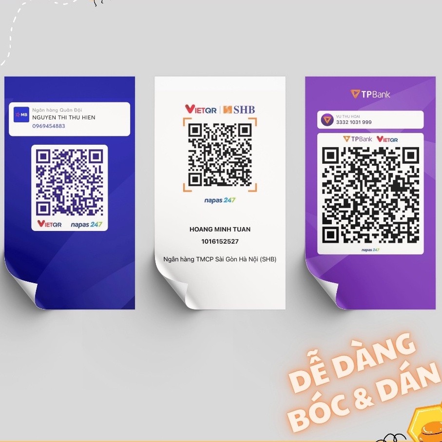 Combo of 5 Bank Account QR Code Decal Sheets - Print Convenient ...