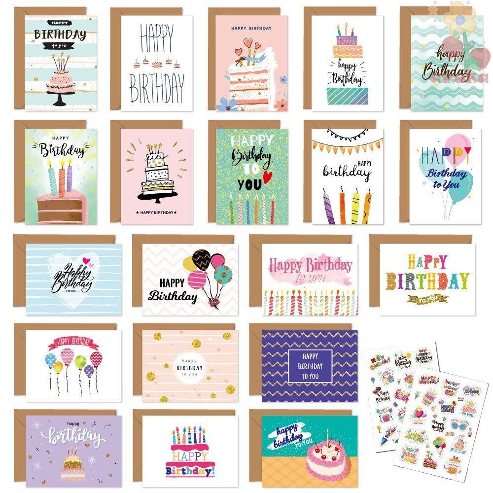 AVUKA 20pcs Birthday Greeting Card, Blessing Combination Set Happy ...