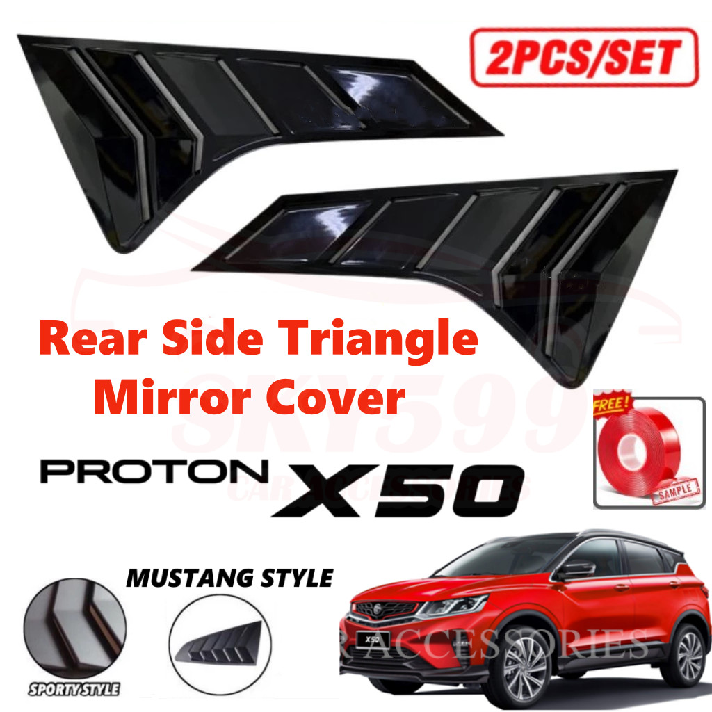 Proton X50 Rear Side 3D MUSTANG Window Triangle Mirror Cover Protector ...