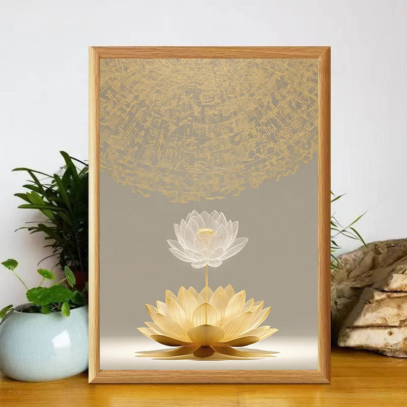 Worship Buddha Good Luck Golden Lotus Zen Platform Lotus Leaf Lotus ...