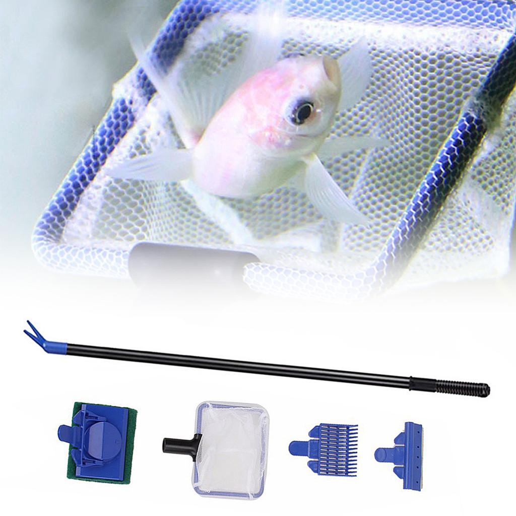 1 Set Aquarium Fish Tank Brushes, 5 In 1 Glass Window Algae Cleaning ...