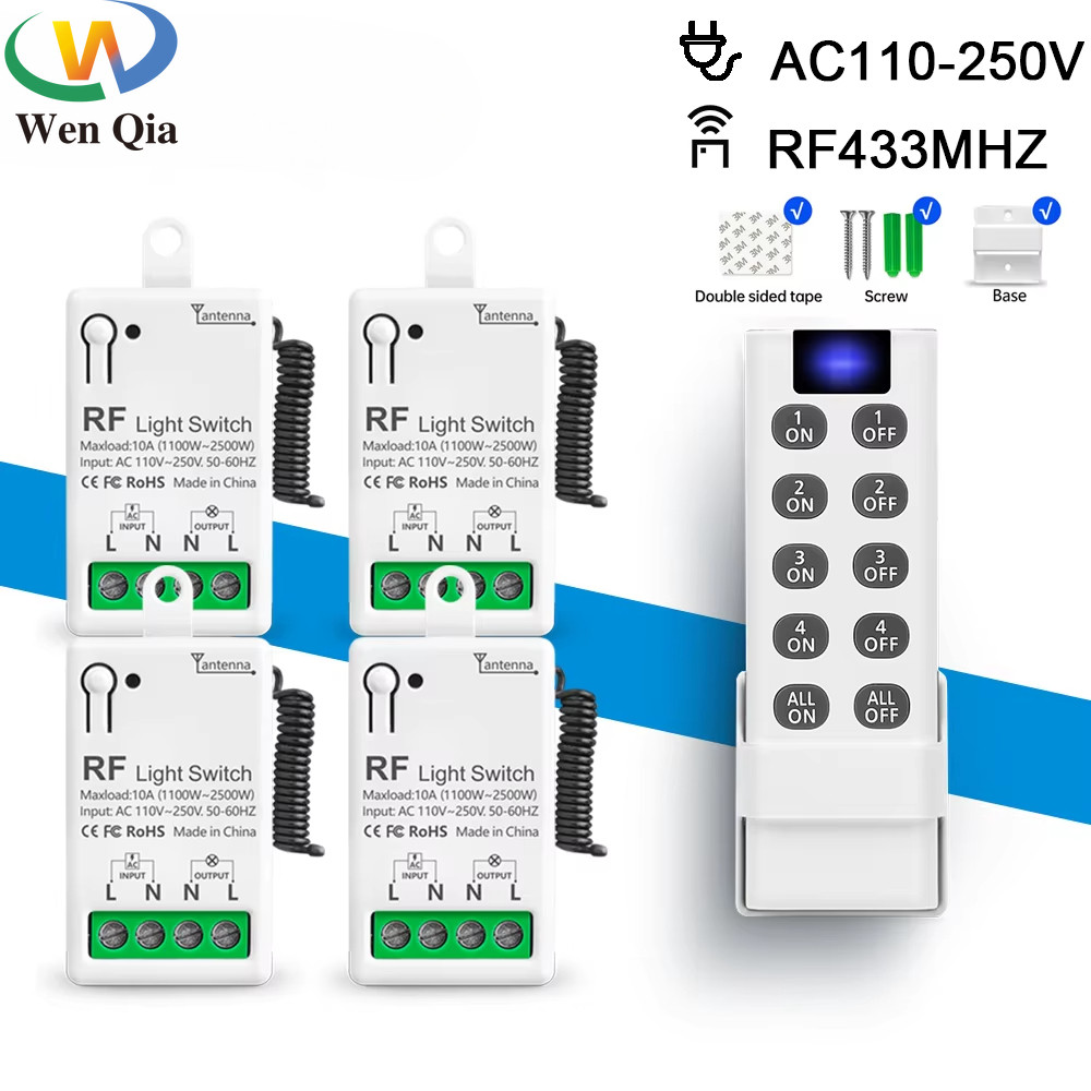 RF 433 Mhz Wireless Light Switches Remote On Off Switch Controller ...