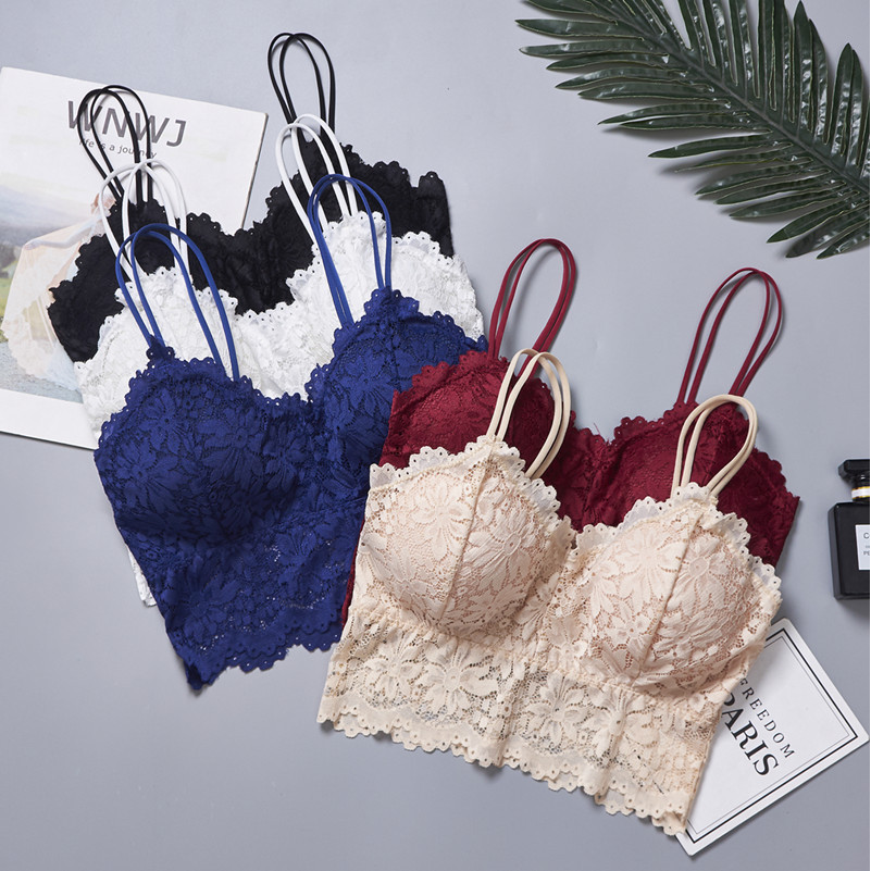 Cross-border Large Size Lace Sling Tube Top Women With Chest Pad Inner ...