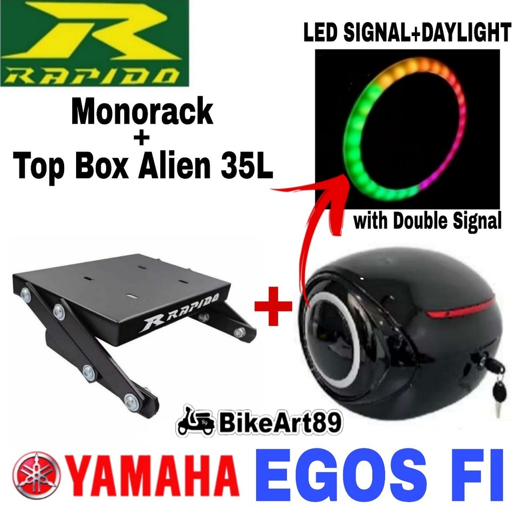 Rapido Monorack Yamaha EGO S FI Combo Set with Top Box Alien ABS Tail ...