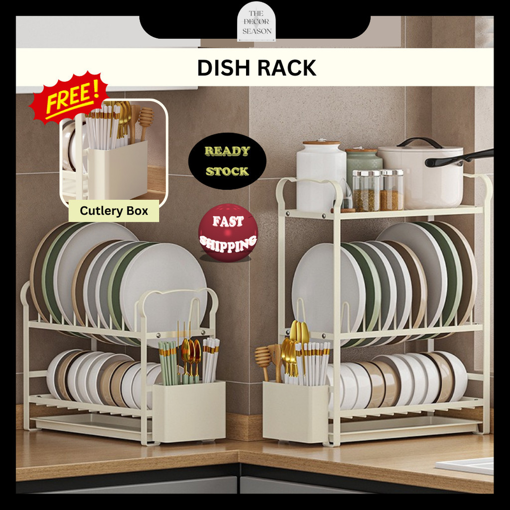 Multi Compartment Dish Rack Water Tray Bowl Plate Pot Lid Holder ...