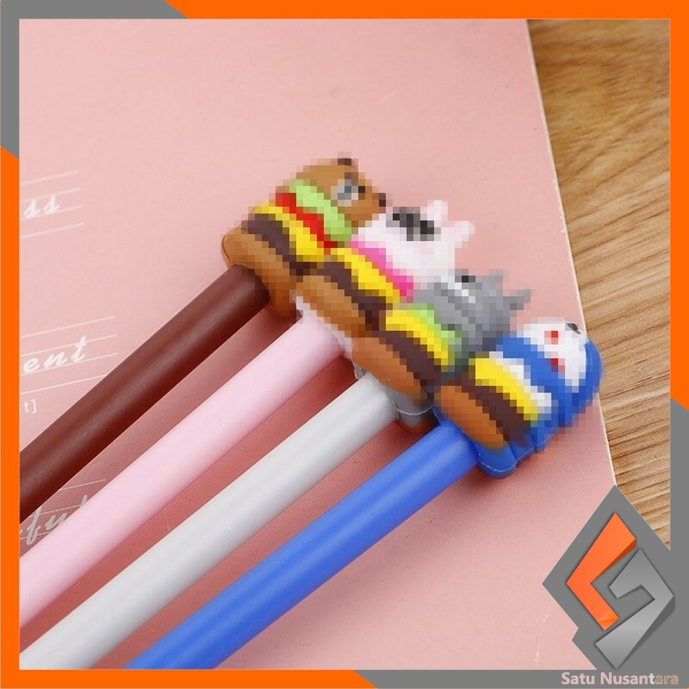 KOREAN SN-A7 Cartoon Hamburger Pen/Unique Burger Pen/Line Stationary ...