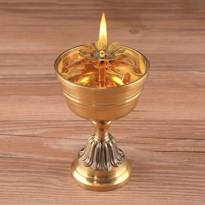Copper oil lamp Buddha Front Buddha Table Lighting Sesame oil Cup Pure ...