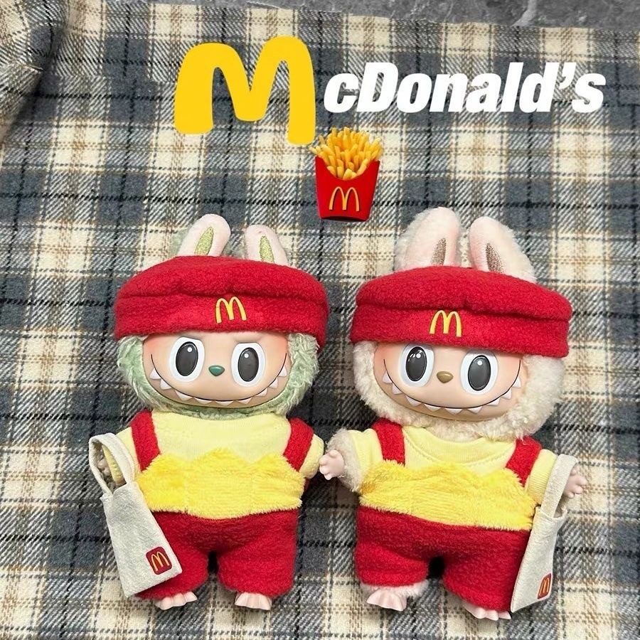 Labubu Clothes 17cm Vinyl Doll McDonald's Suit Uniform LABUBU Pop Mart ...