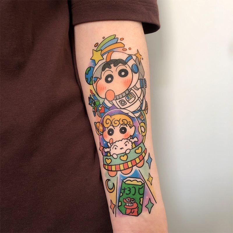 Kawaii Crayon Shin-chan Tattoo Stickers Cartoon Anime Waterproof ...