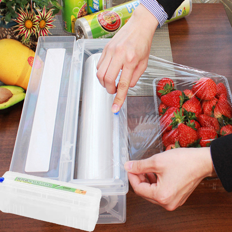 Kitchen Foil Cling Film Wrap Dispenser Cutter Storage Preservative Film ...