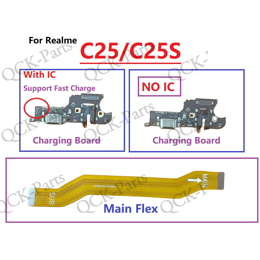 With IC USB Board Charger Charging Dock Port Connector Flex Cable For Realme C25 C25S Mainboard ...