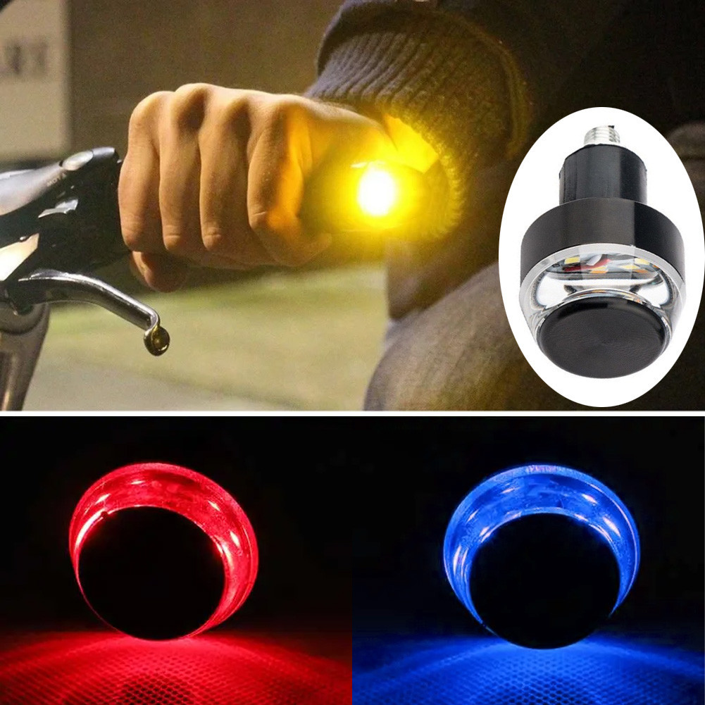 12V Motorcycle LED Handlebar End Turn Signal Light White Yellow Flasher ...
