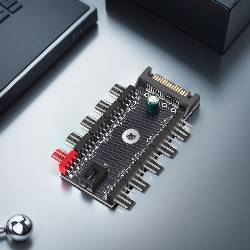 keepdreaming Chassis Fan Hub 1 To 10 Way Splitter Hub SATA Powered 4 ...