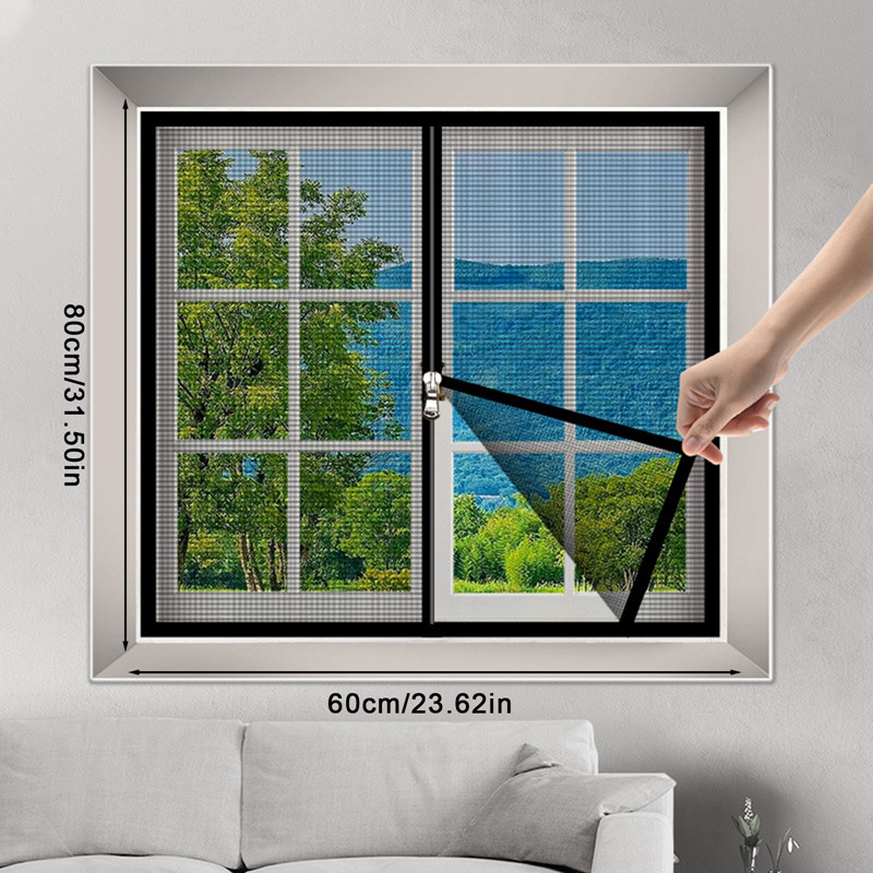 Self-Adhesive Zipper Mosquito Net Windows Frame Sliding Screen Windows ...