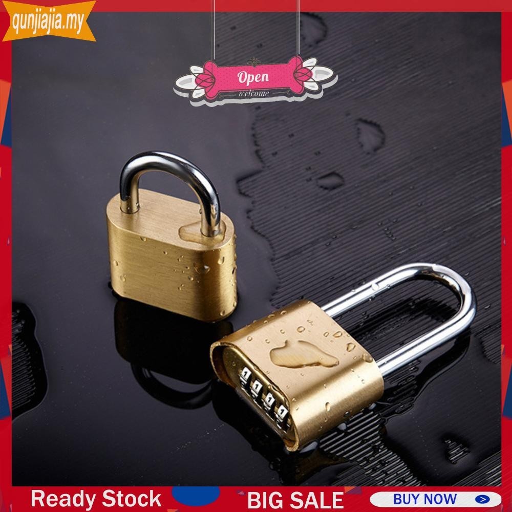 Waterproof Brass Padlock Four-Digit Combination Bottom Password Copper ...