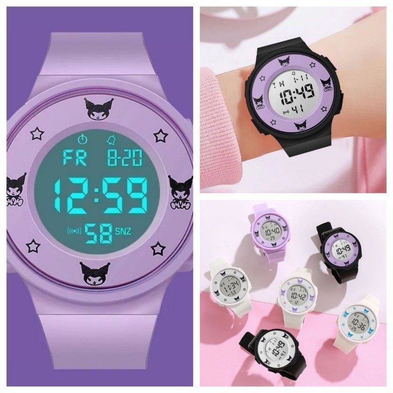 Anime Sanrio Watch Transparent Cartoon Kuromi LED Light Watch Gifts for ...
