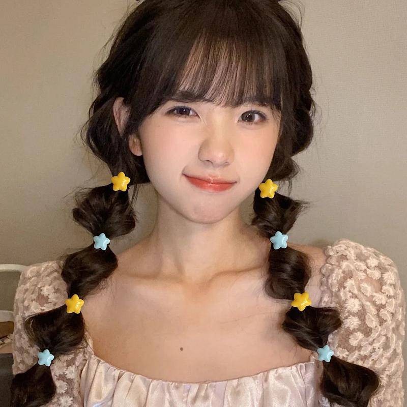 Cream starry hair loop ins gentle and cute girl heart bracelet ...