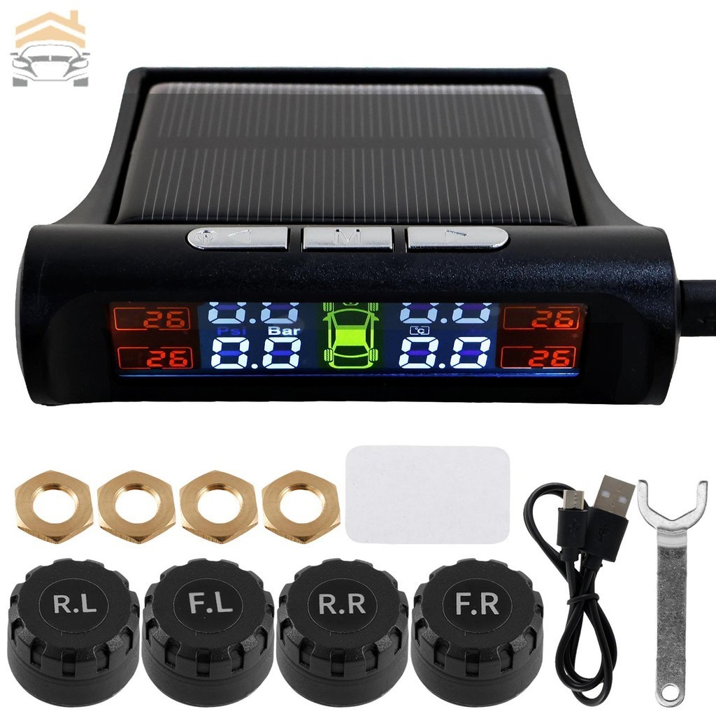 Tire Pressure Monitoring System Solar Powered and USB Charge Wireless ...