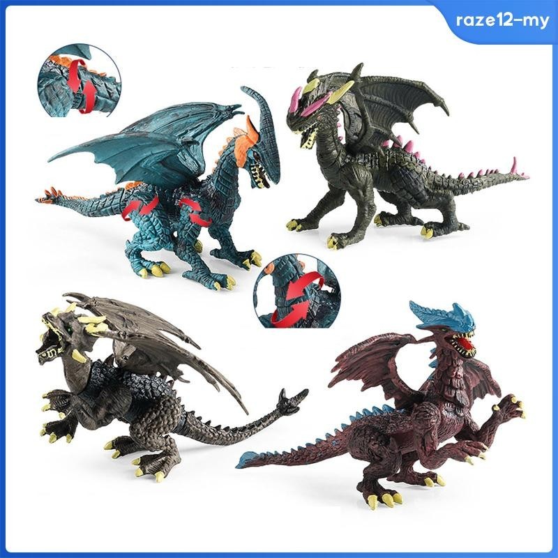 [RazecaMY] 4x Devil Dragon Figures Rotating Tail and Head Moveable ...