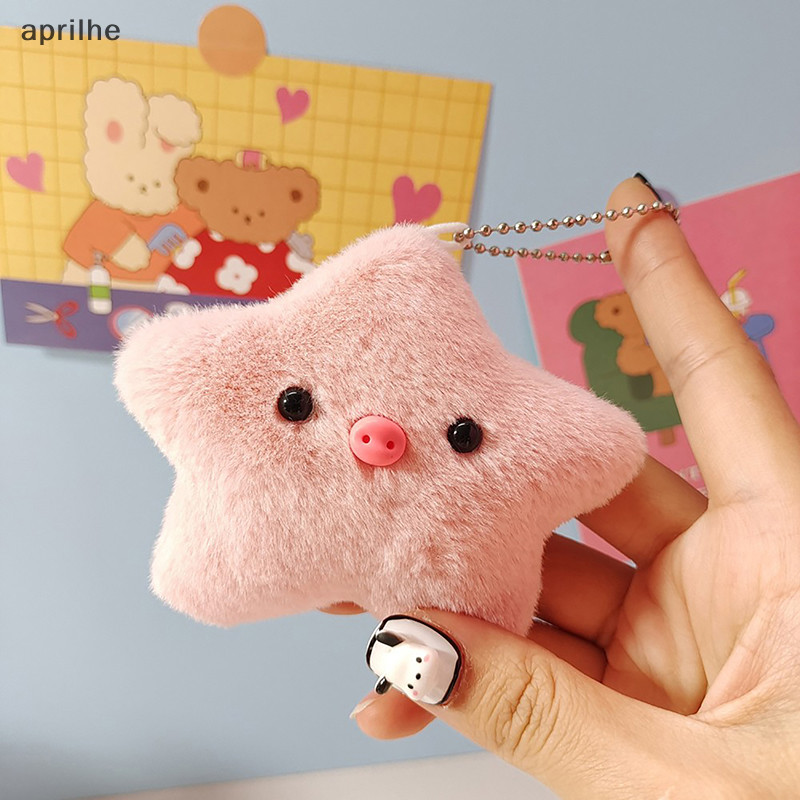 aprilhe Kawaii Plush Capybara Keychain Cartoon Star Squeak Toy Animal ...