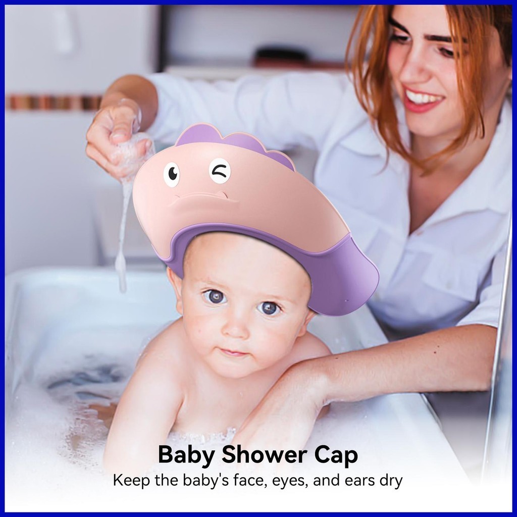 Baby Shower Hat Adjustable Dinosaur Shape Soft Shower Hat Head Eye Ear ...