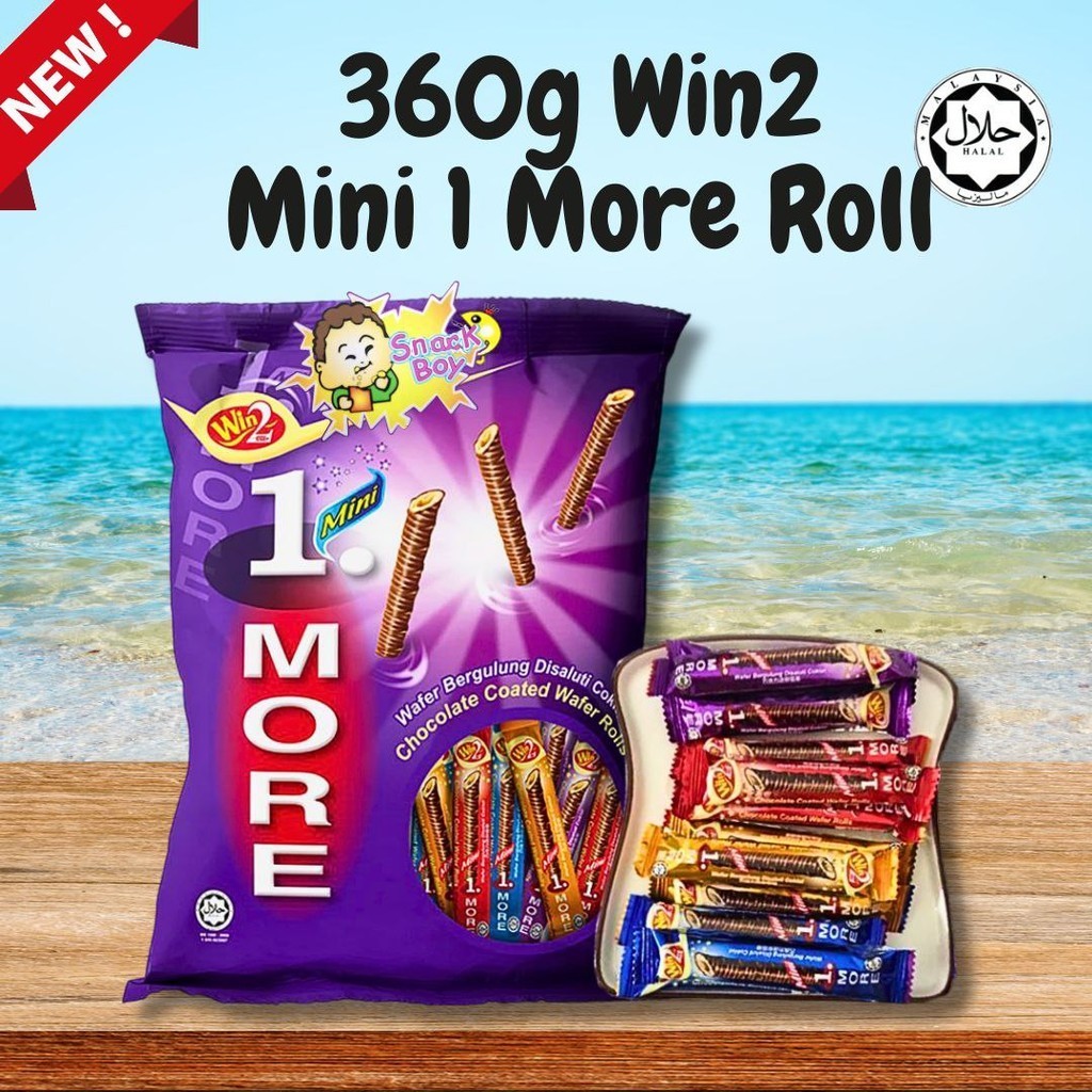 360g Win2 Mini 1 More Wafer chocolate coated wafer rolls 360g (48pcs ...