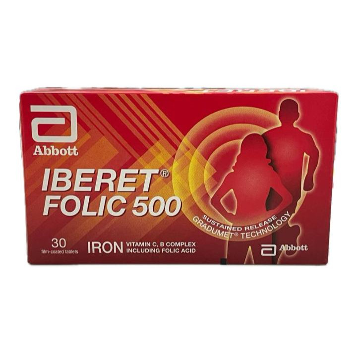 ABBOTT IBERET FOLIC 500 [30 FILM COATED TAB'S] (EXP:01/2026) | Shopee ...