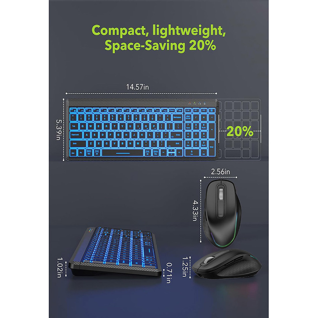 Rgb Backlit Silent Wireless Keyboard And Mouse Combo 2 4g Dual Mode