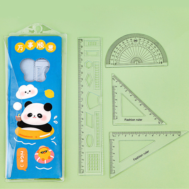 4 Pcs Transparent Rulers Set Adorable Cartoon Panda Rulers Set ...