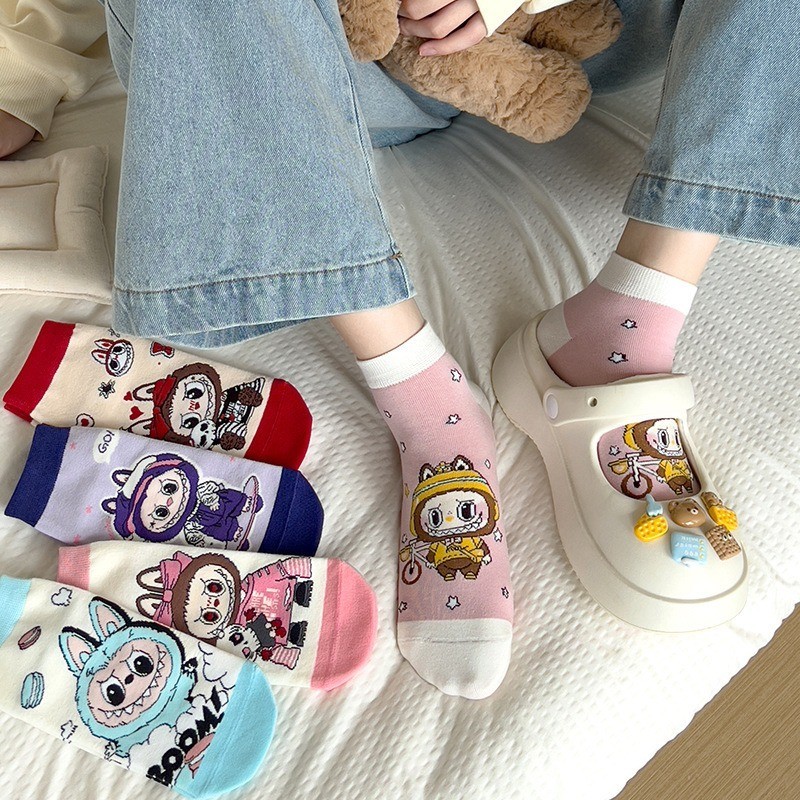 Women's Middle Tube Socks Cartoon LABUBU Sports Socks | Shopee Malaysia