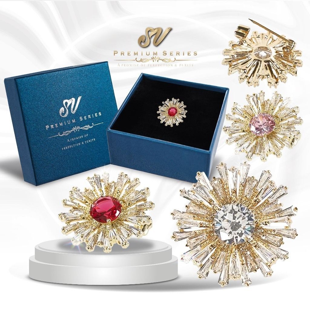Sv Premium Crystal Colorful Brooch Scarf Zircon Kerongsang Hijab Pin ...
